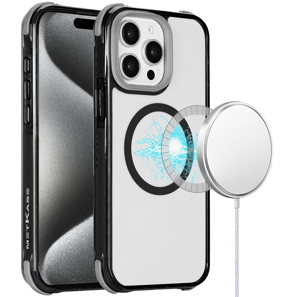 For iP15 Pro Max Magnetic 3in1 Drop-Proof Two-Tone Case - Black Two ...