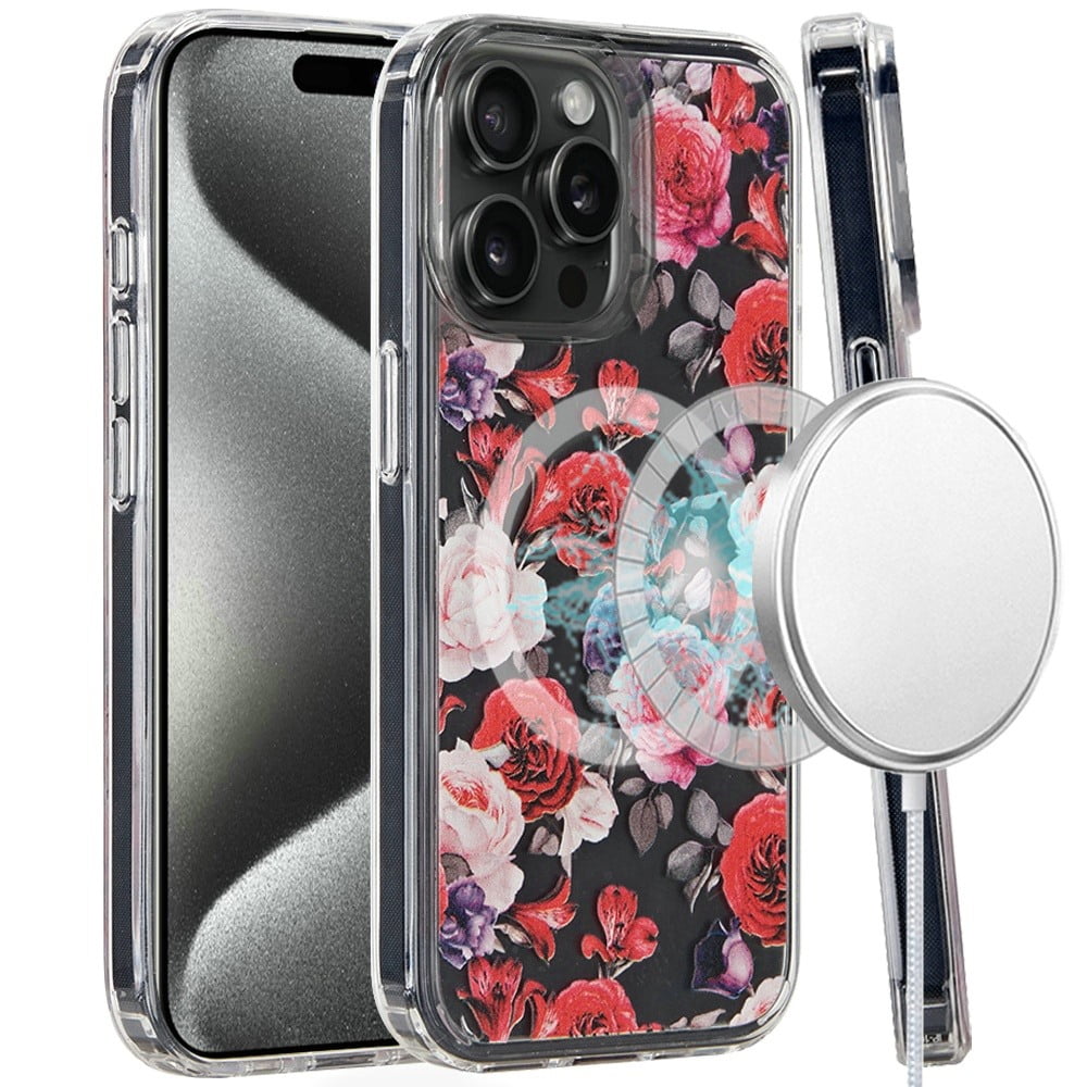 For iP15 Pro Max Magnetic Space UV Design Case - Roses - Walmart.com
