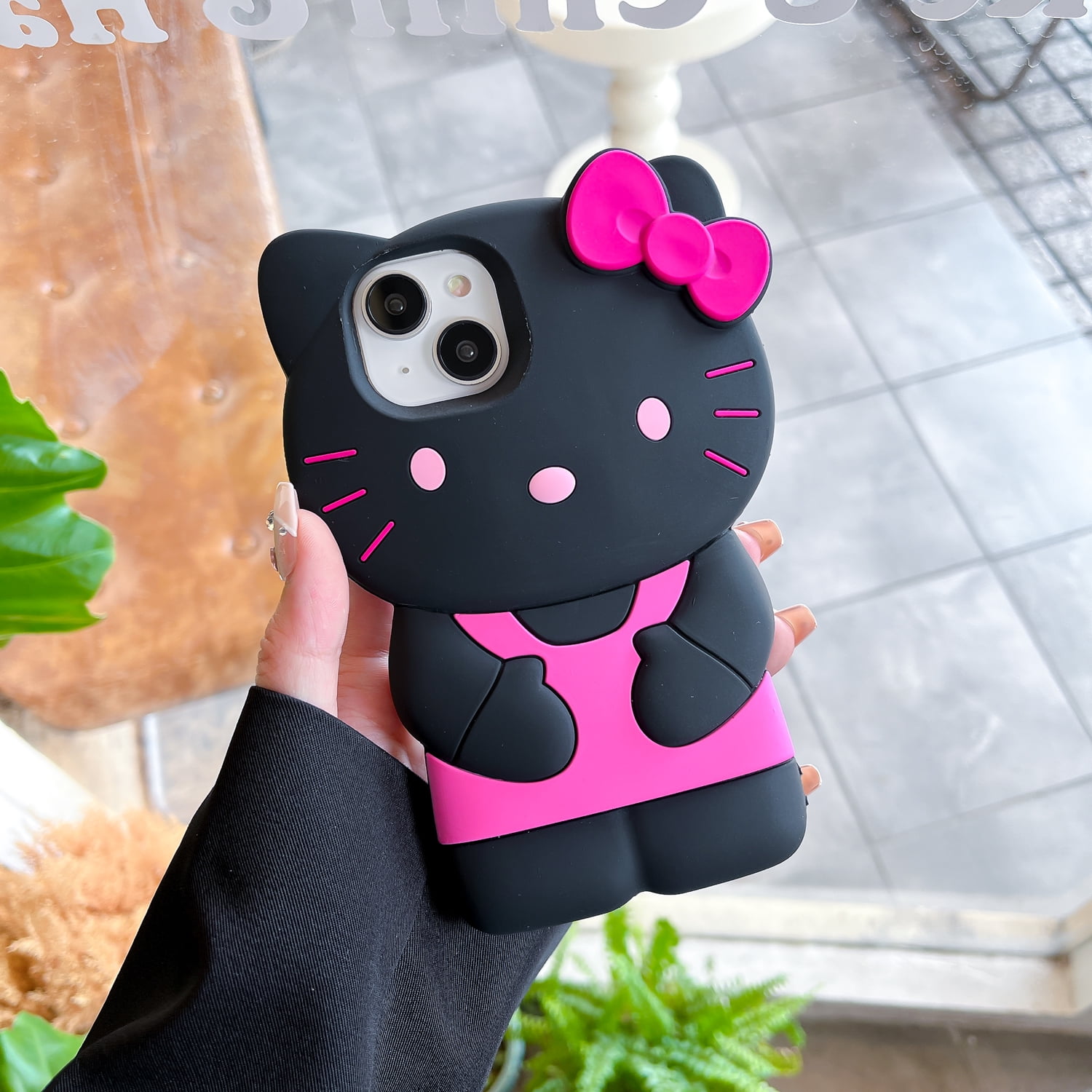 For iPhone 11 12 mini 13 Pro 14 Plus 15 16 Pro Max XS XR X 7 8 SE 2020 Hello Kitty 3D Silicone ...