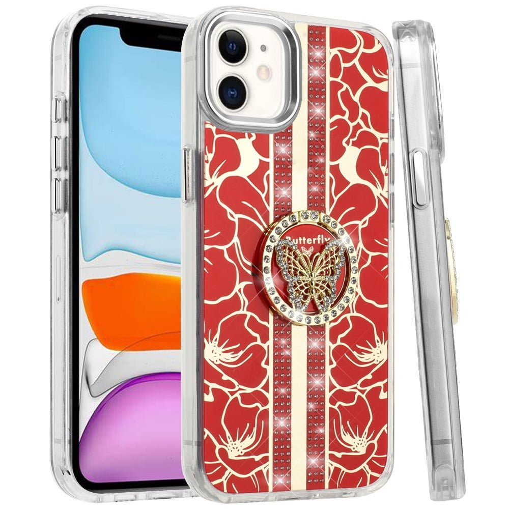 For iPhone 11 (XI6.1) Splendid Floral Designs with Metal Camera and ...