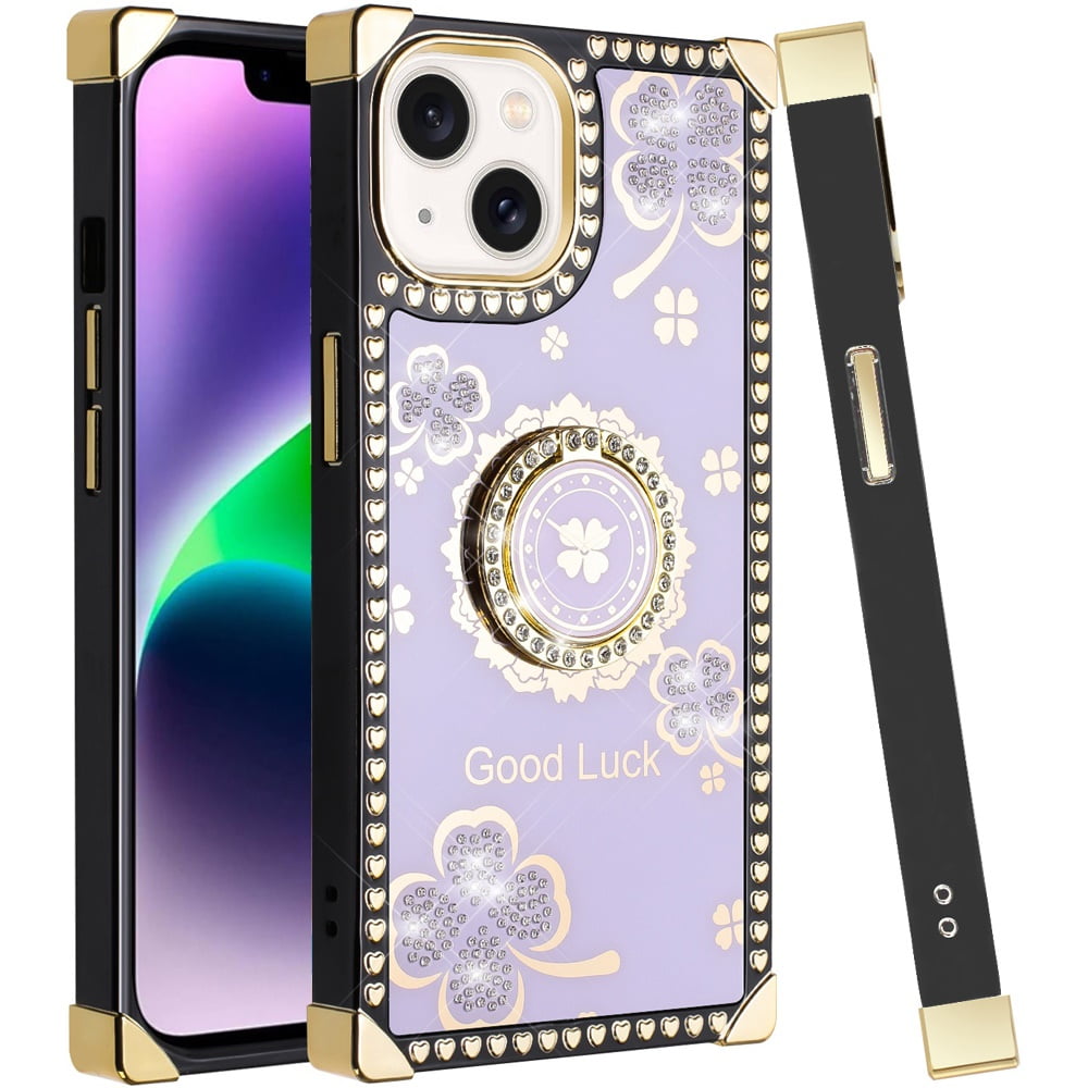For iPhone 13/14 Passion Hearts Diamond Glitter Ornaments Engraving ...