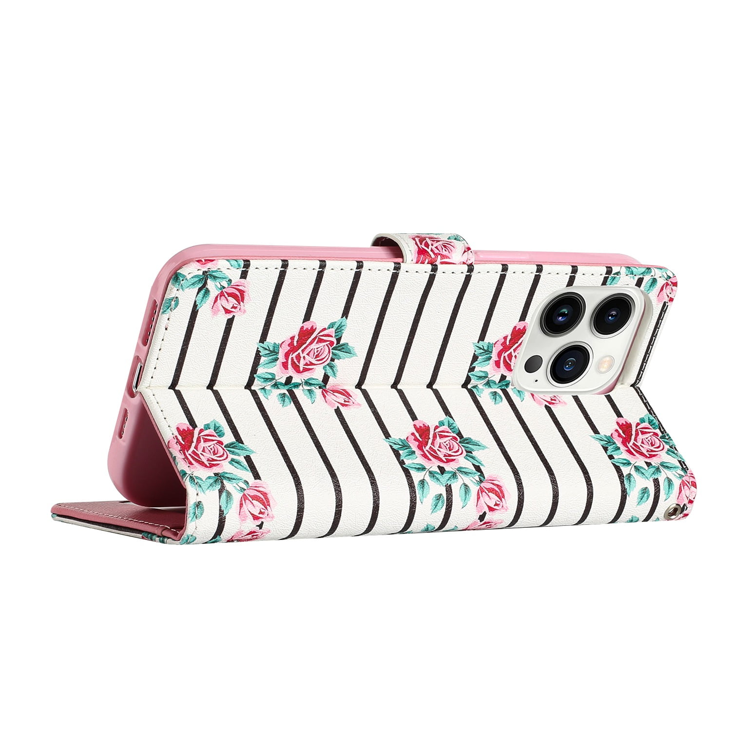 For iPhone 14 Case Diamond Bling Stud Design Phone Wallet Cover With ...