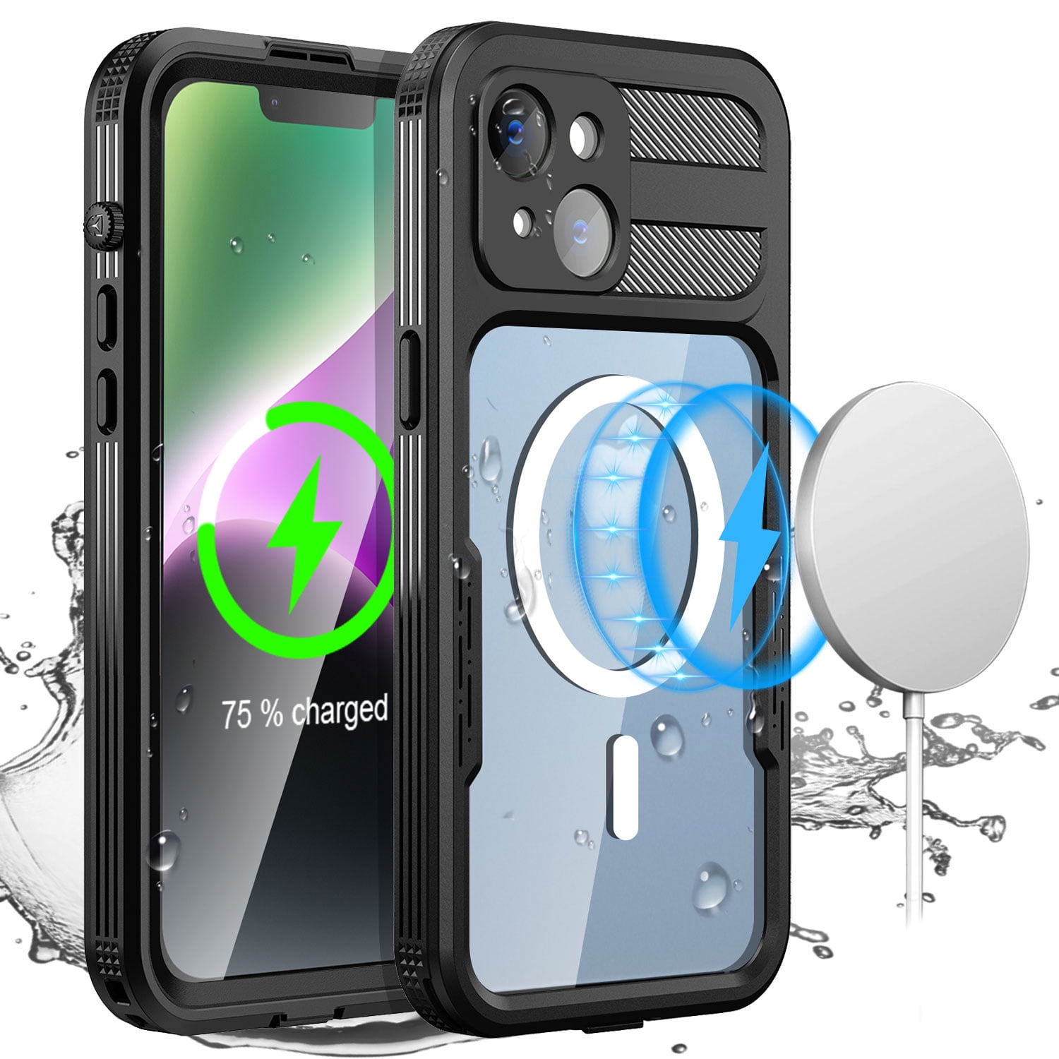 "For iPhone 14 Case Waterproof,Built-in Screen Protector [Real 360 ...