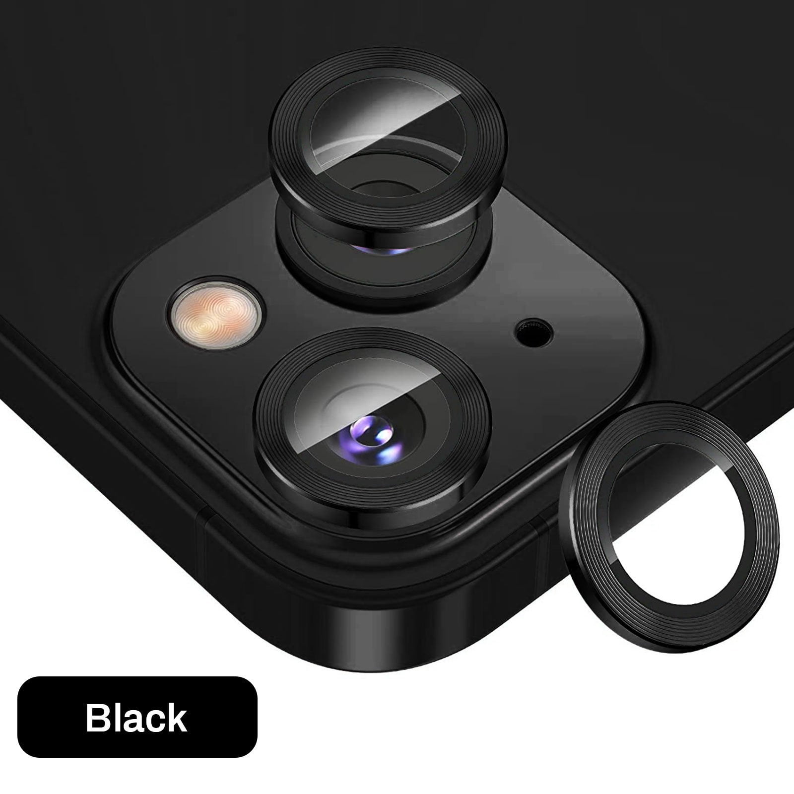 For iPhone 14 Plus Metal Ring Tempered Glass Camera Lens Protector ...