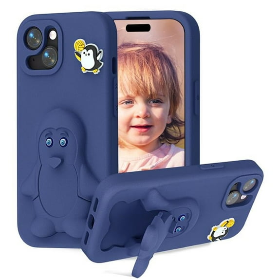 For iPhone 14 Pro Max Case Cartoon Penguin Baby Stand EVA Environmental Protection Anti Fall ...