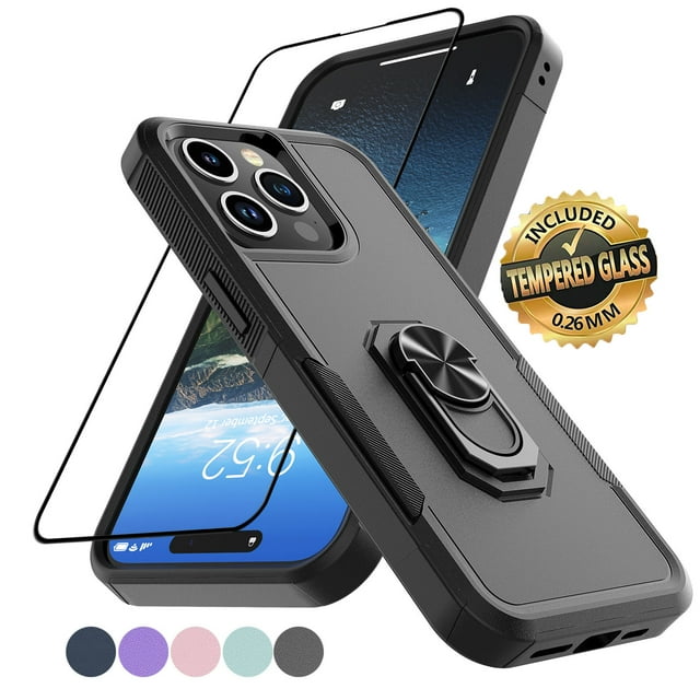 For iPhone 15,15 Pro,15 Plus,15 Pro Max Case with Screen Protector,Heavy Duty Shockproof Full ...