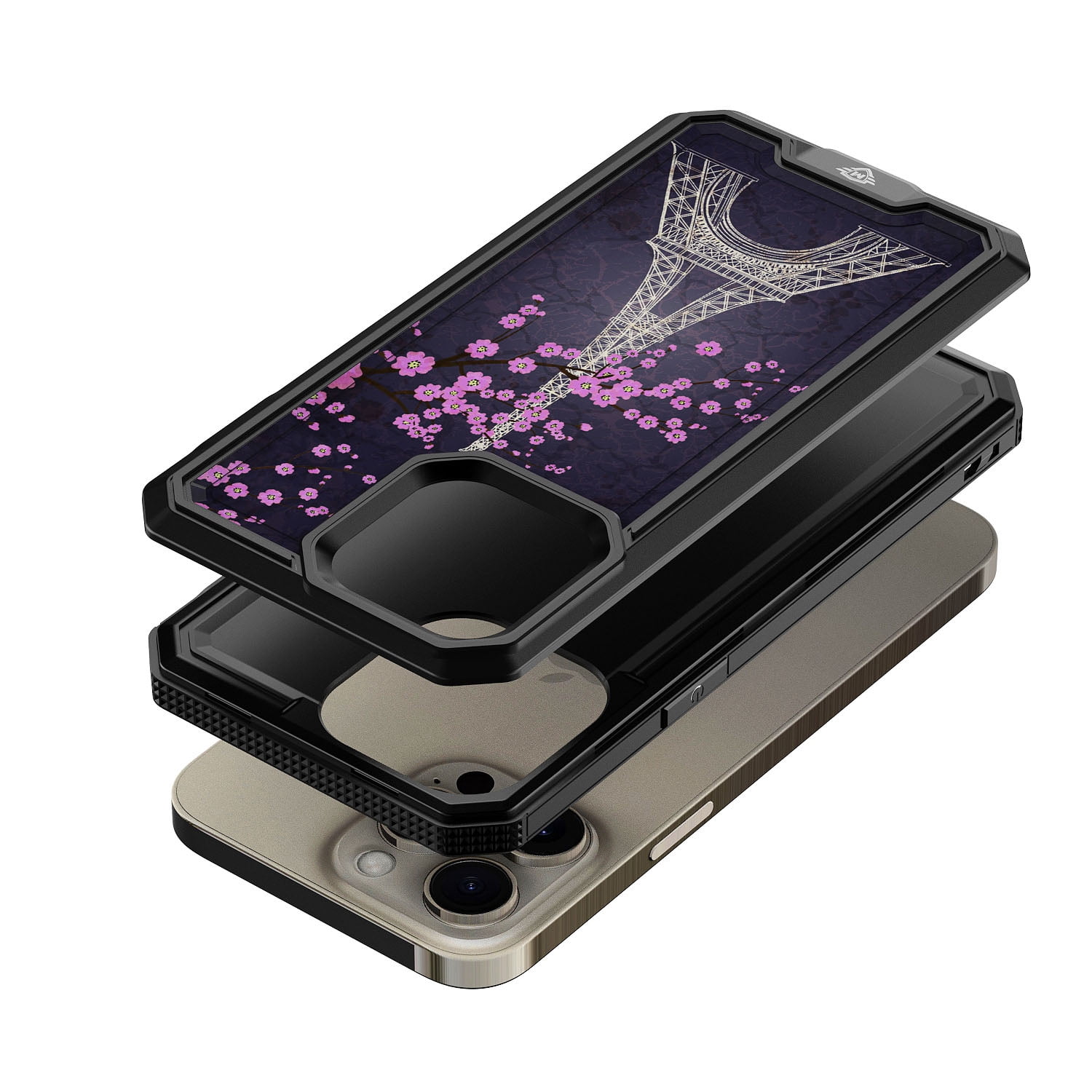 For iPhone 15 Case Print Design Fused Hybrid Phone Cover + 2 Tempered ...