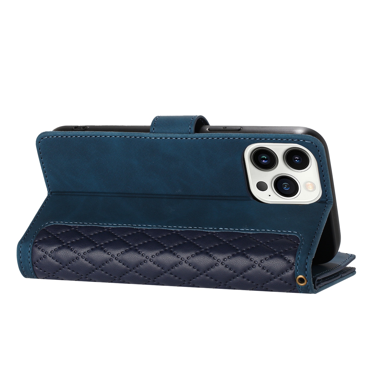 For iPhone 15 Jewel Wallet Design with Stitched PU Leather ID Card ...