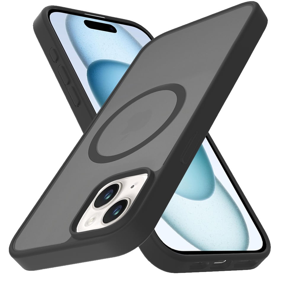 For iPhone 15 [Magnetic Circle] Smooth Safe Matte Feel Hybrid Case ...