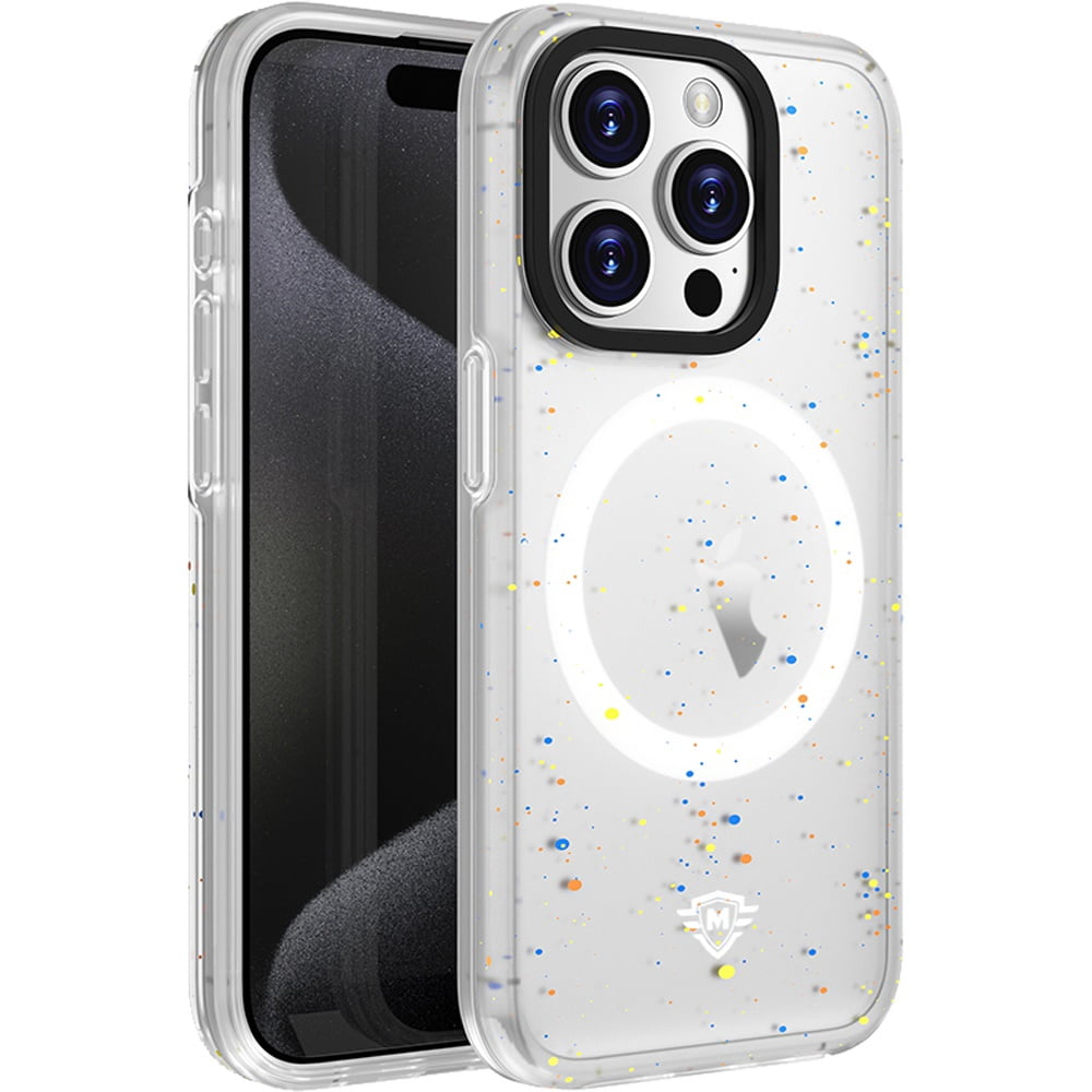 For iPhone 15 PRO Case Magnet Charging Iridescent Spot Cover + 2 ...