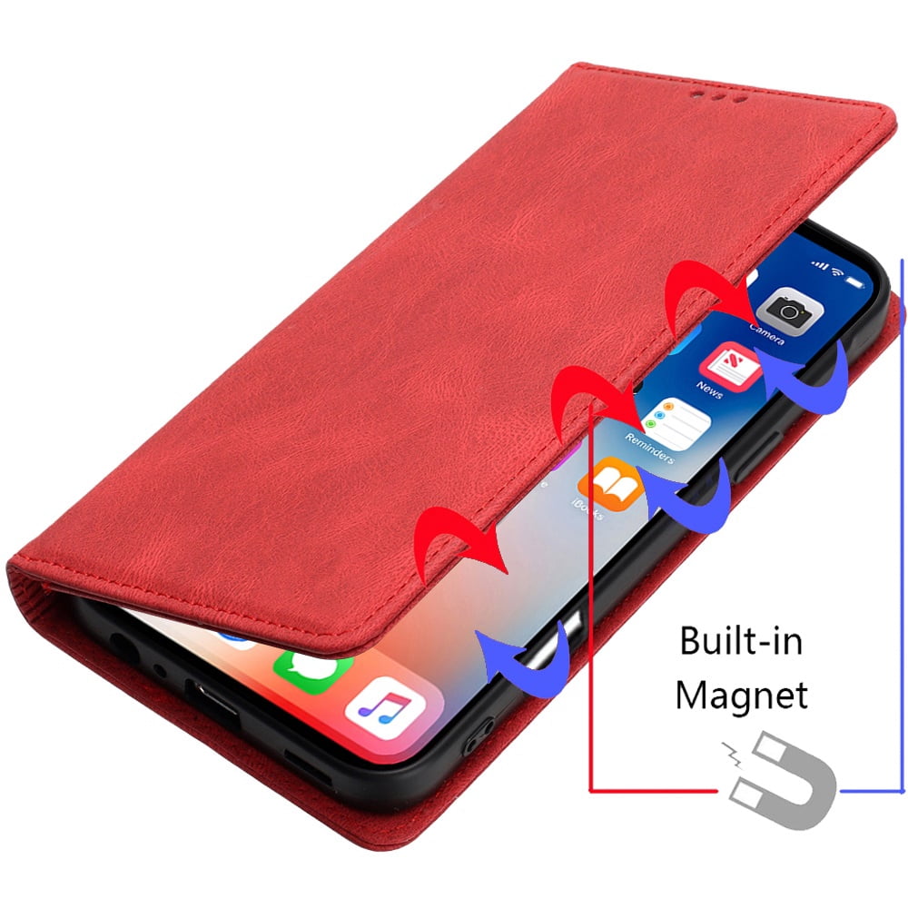 For iPhone 16 6.1 inch METKASE Wallet Premium PU Vegan Leather ID Card ...