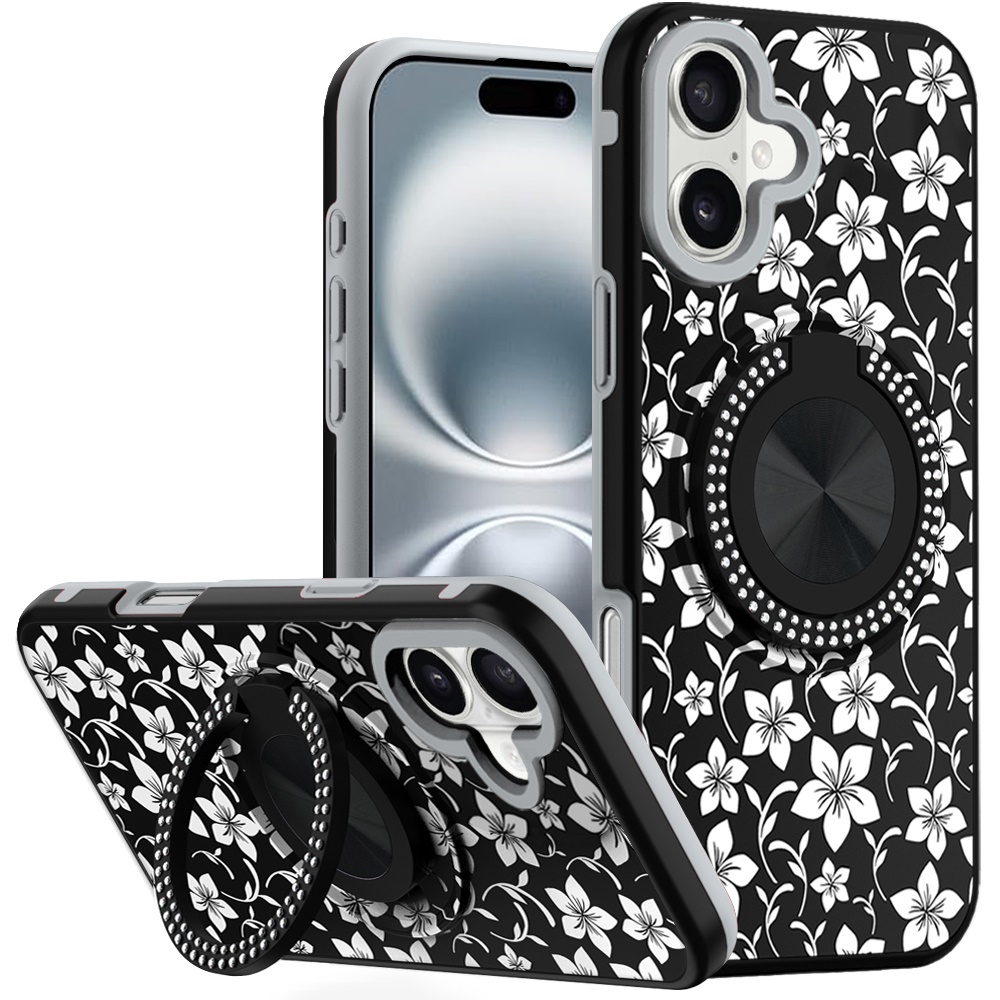 For iPhone 16 6.1 inch Metal Diamond CD Pattern Design Matte Finished ...
