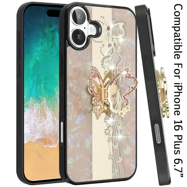 For iPhone 16 Plus 6.7 inch SPLENDID Diamond Glitter Ornaments Engraving Case Cover - Enchanted ...