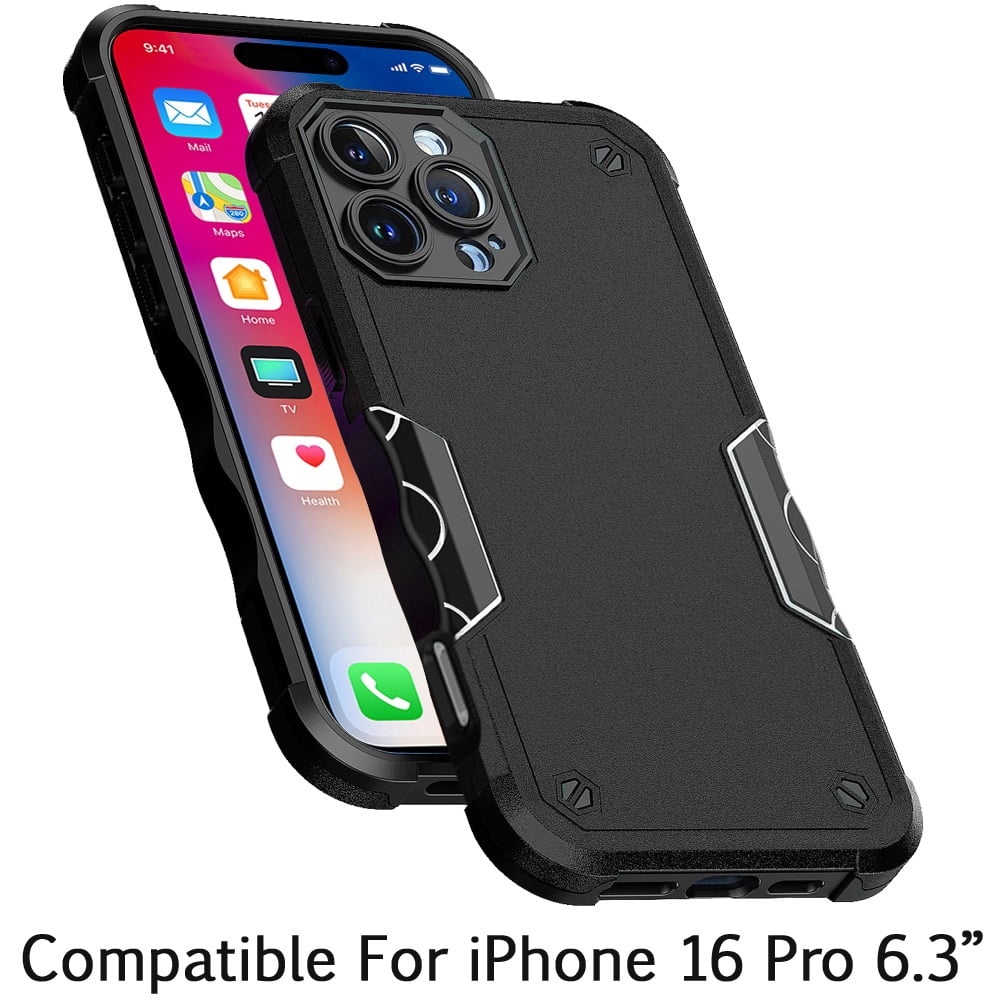 For iPhone 16 Pro 6.3 inch Exquisite Tough Shockproof Hybrid Case Cover ...