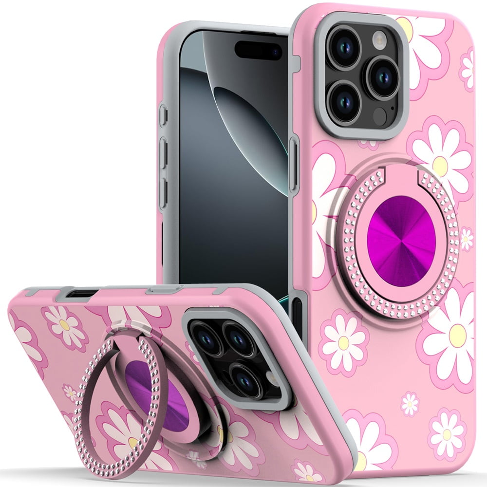 For iPhone 16 Pro 6.3 inch Metal Diamond CD Pattern Design Matte ...