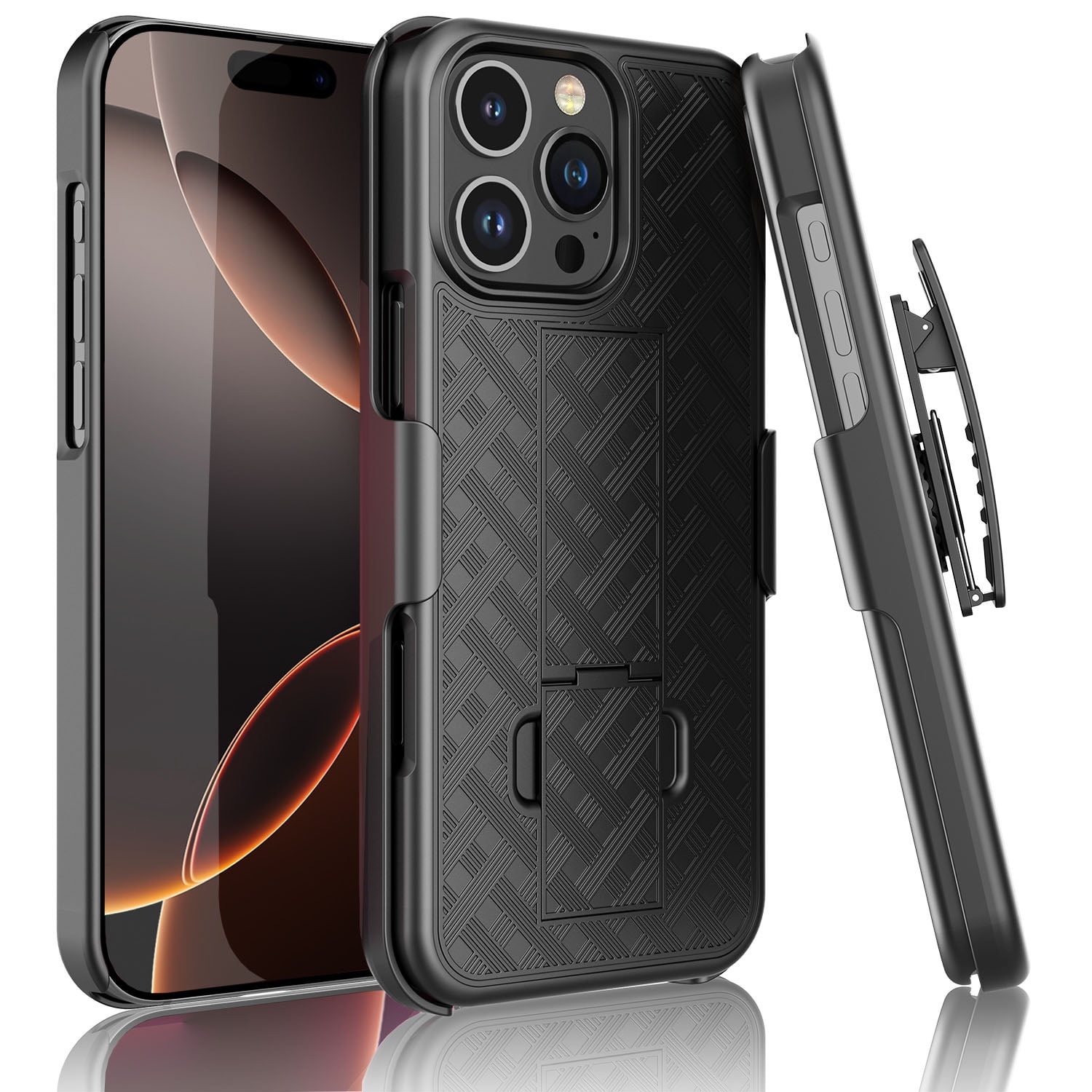 For iPhone 16 Pro Case with Swivel Belt Clip, Shell Holster Combo for ...