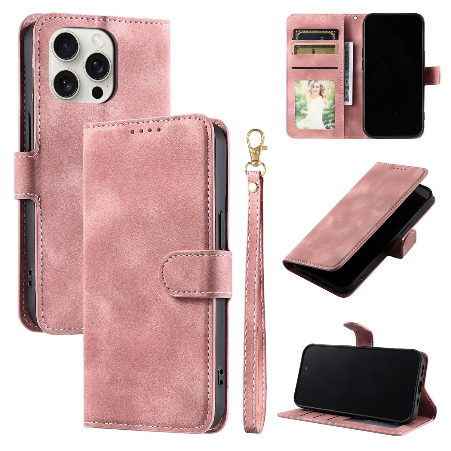 For iPhone 16 Pro Max 16Pro 16Plus 16 Magnetic Closure PU Leather Folio ...