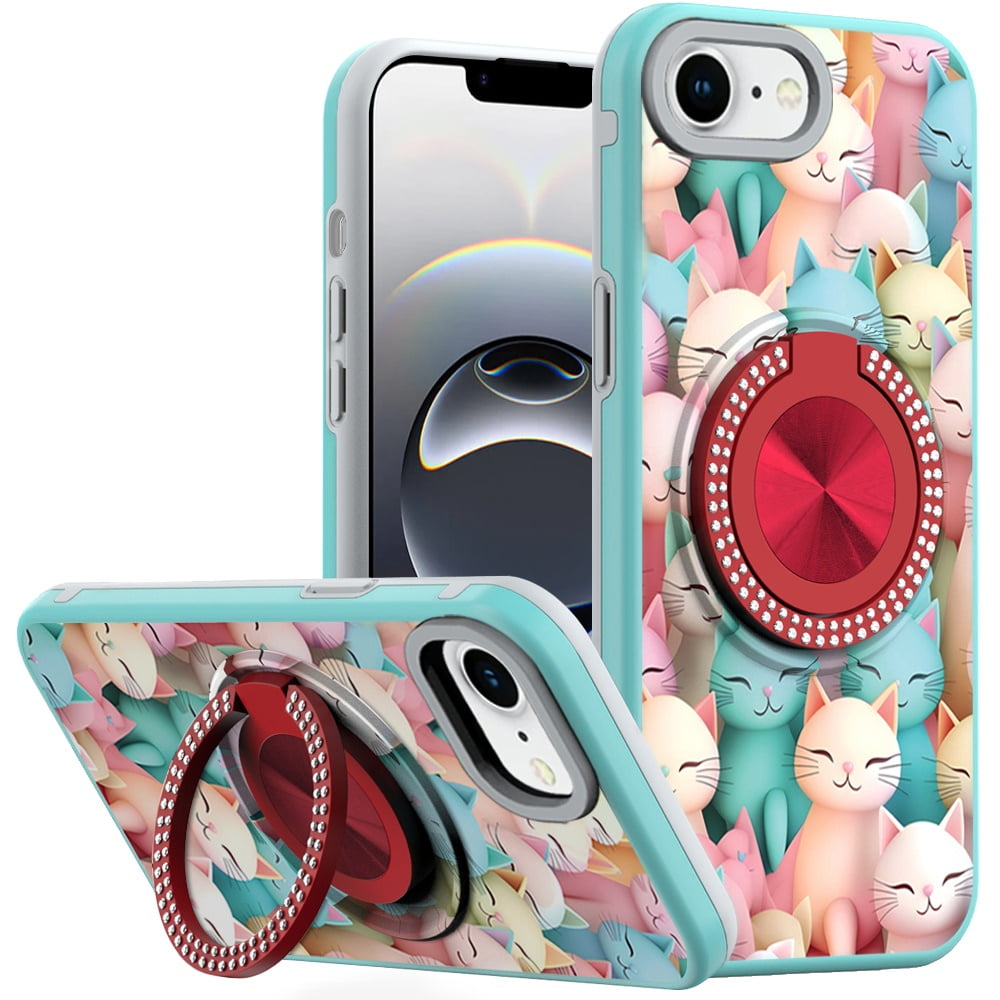 For iPhone 16E (E edition) / SE4 (2025) Metal Diamond CD Pattern Design ...