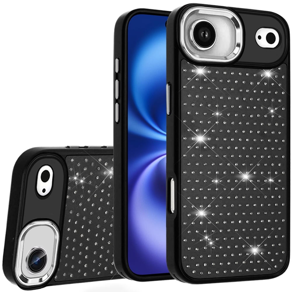 For iPhone 17 Air Beautiful Diamond Metallic Design Metal Chrome Edged ...