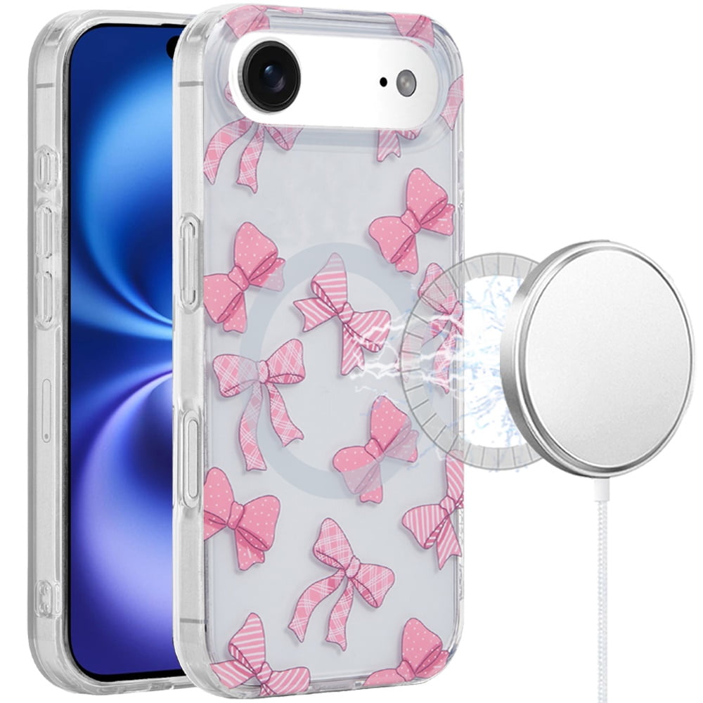 For iPhone 17 Air [Magnetic] Double Layer Design IMD Case - Bow Knot ...