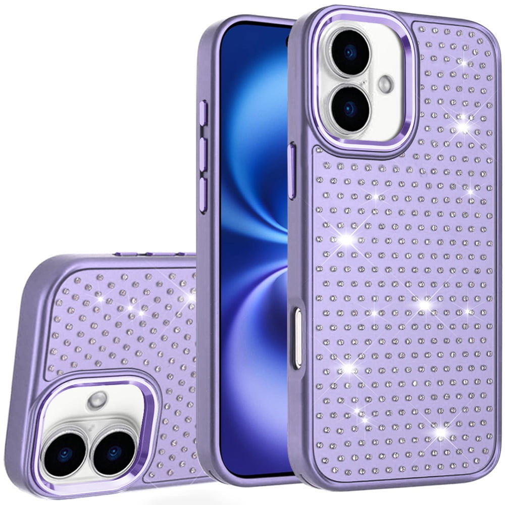 For iPhone 17 Beautiful Diamond Metallic Design Metal Chrome Edged ...