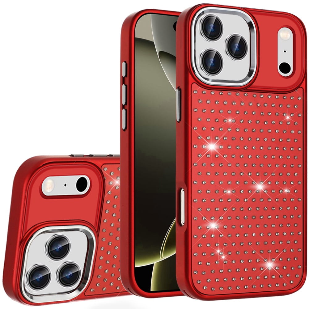 For iPhone 17 Pro Beautiful Diamond Metallic Design Metal Chrome Edged ...