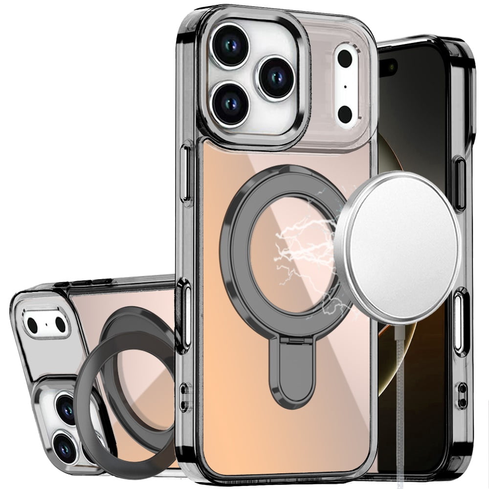 For iPhone 17 Pro Max CHROME HQ Rotational Magnetic Ring Hybrid - Black ...