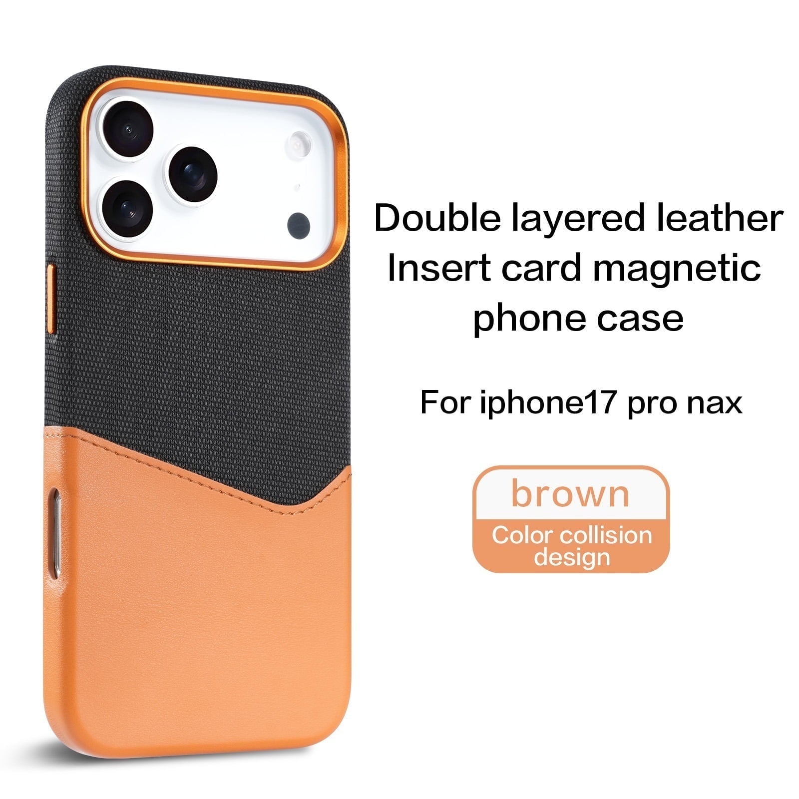 For iPhone 17 Pro Max Case Two-Tone Leather Texture Skin-Feel ...