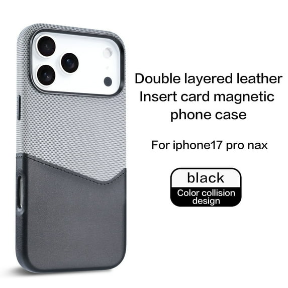 For iPhone 17 Pro Max Case Two-Tone Leather Texture Skin-Feel ...