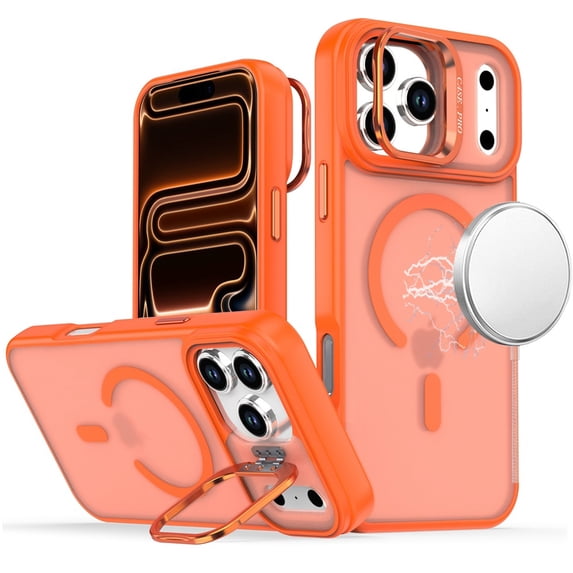 For iPhone 17 Pro Max Magnetic Matte Camera Metallic Stand Hybrid Case ...