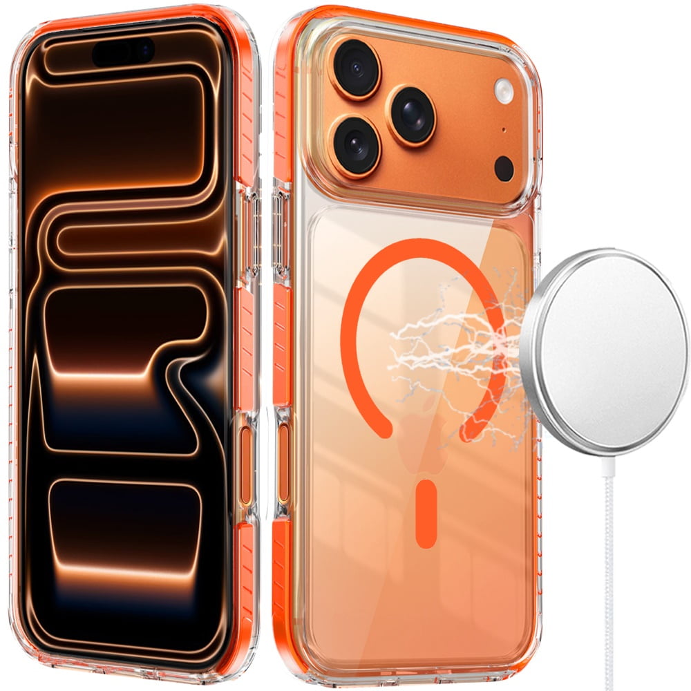 For iPhone 17 Pro Max Thick Transparent Colored Edged Magnetic Hybrid ...