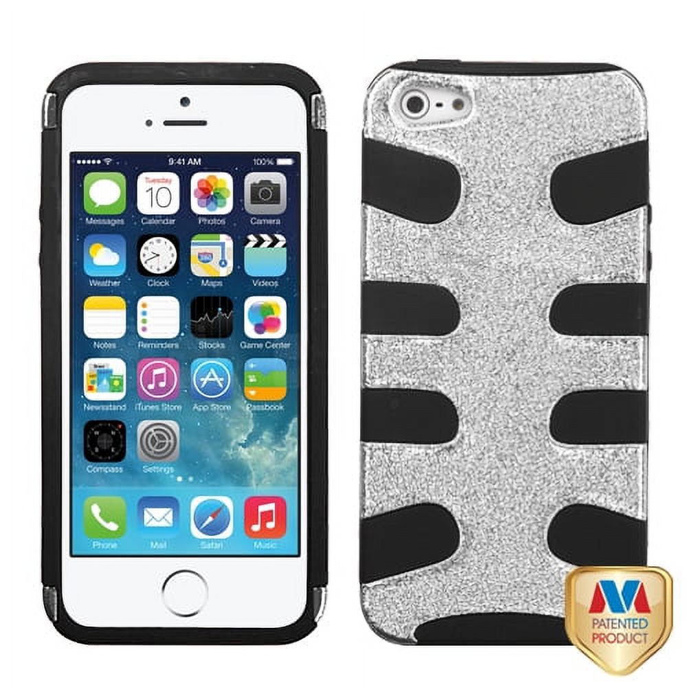 For iPhone 5s/5 Silver Plating Matte Wrinkle/Black Fishbone Phone Case ...