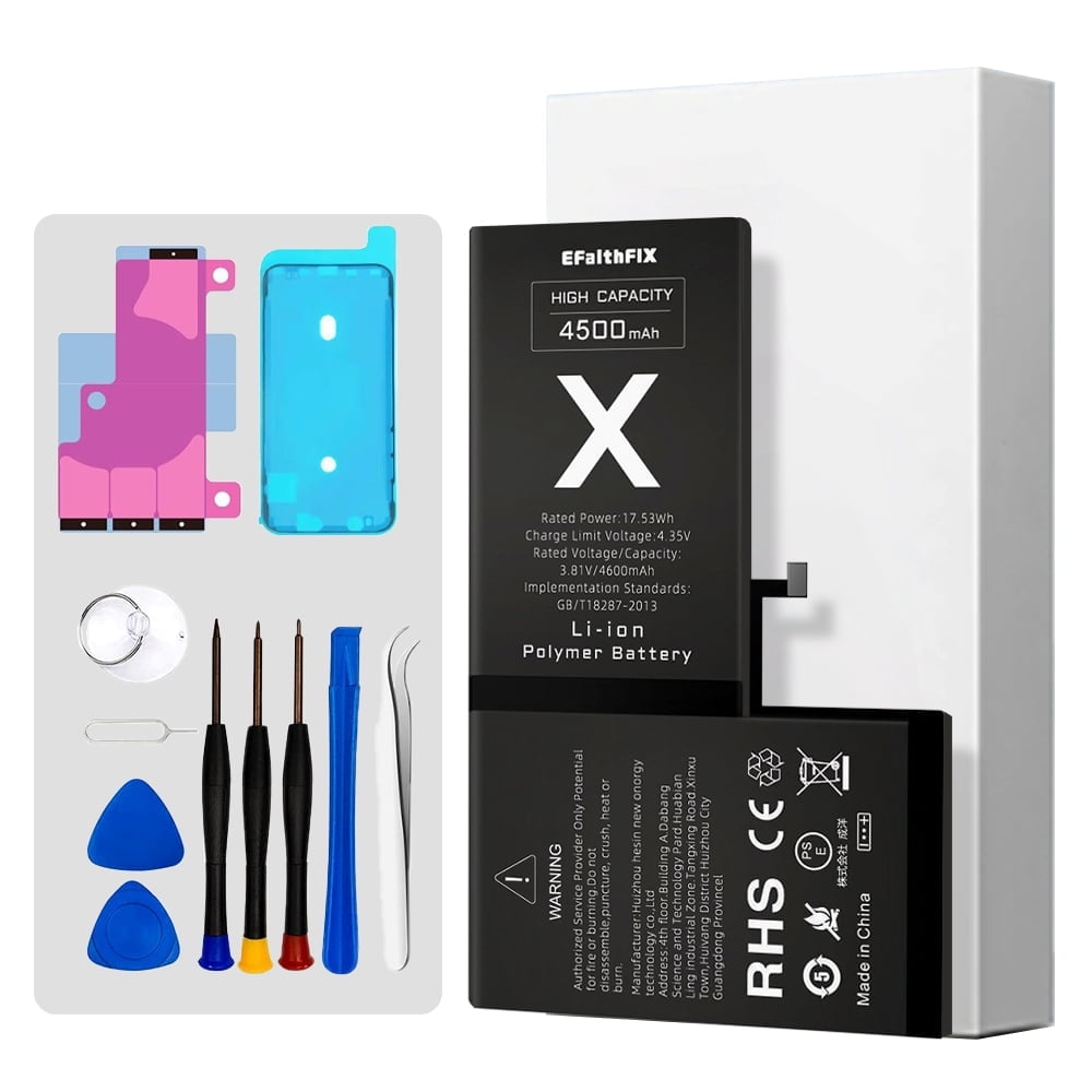 For iPhone X Battery Replacement, 4600mAh High Capacity Battery ...