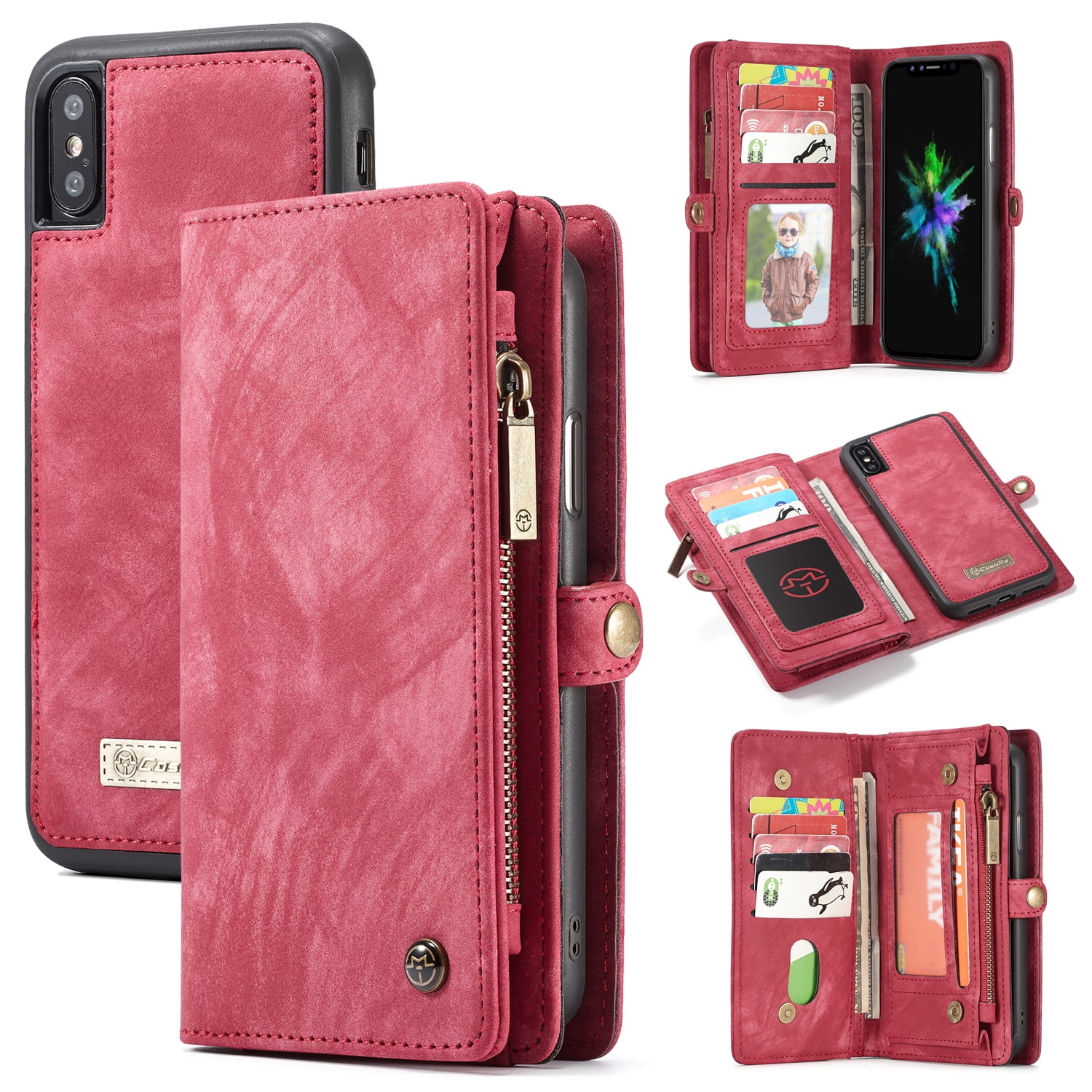 For iPhone XR 6.1" Wallet Detachable Case, Multi-functional Folio Flip ...