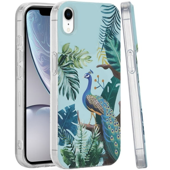 For iPhone XR Double Layer Design IMD TPU Case - Peacock - Walmart.com