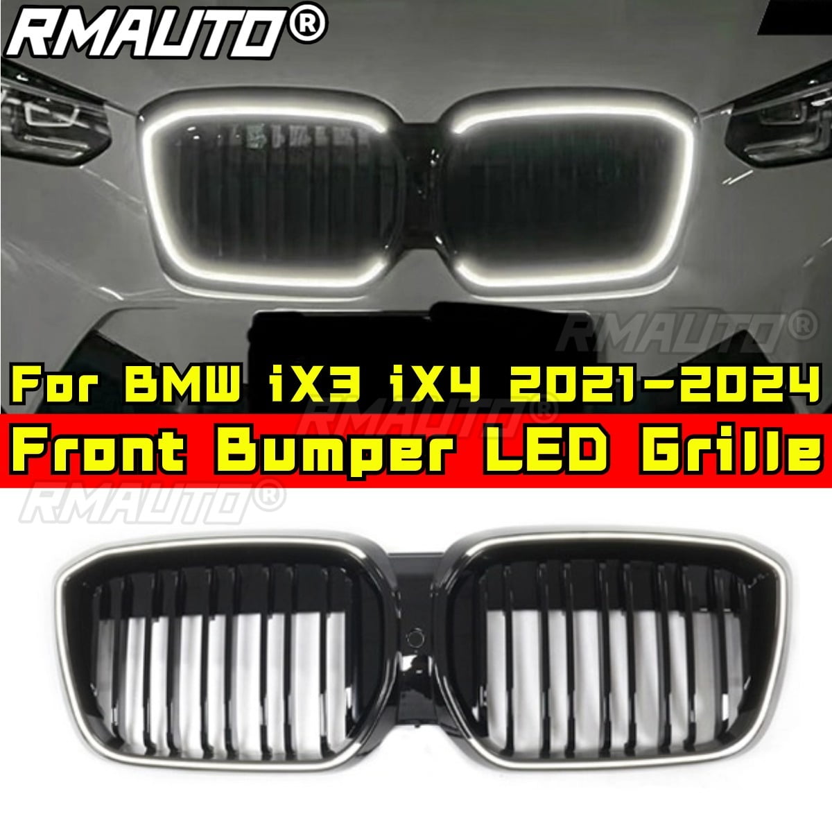 For iX3 LED Bumper Grilll Car Front Racing Grille Body Kit Front Bumper ...
