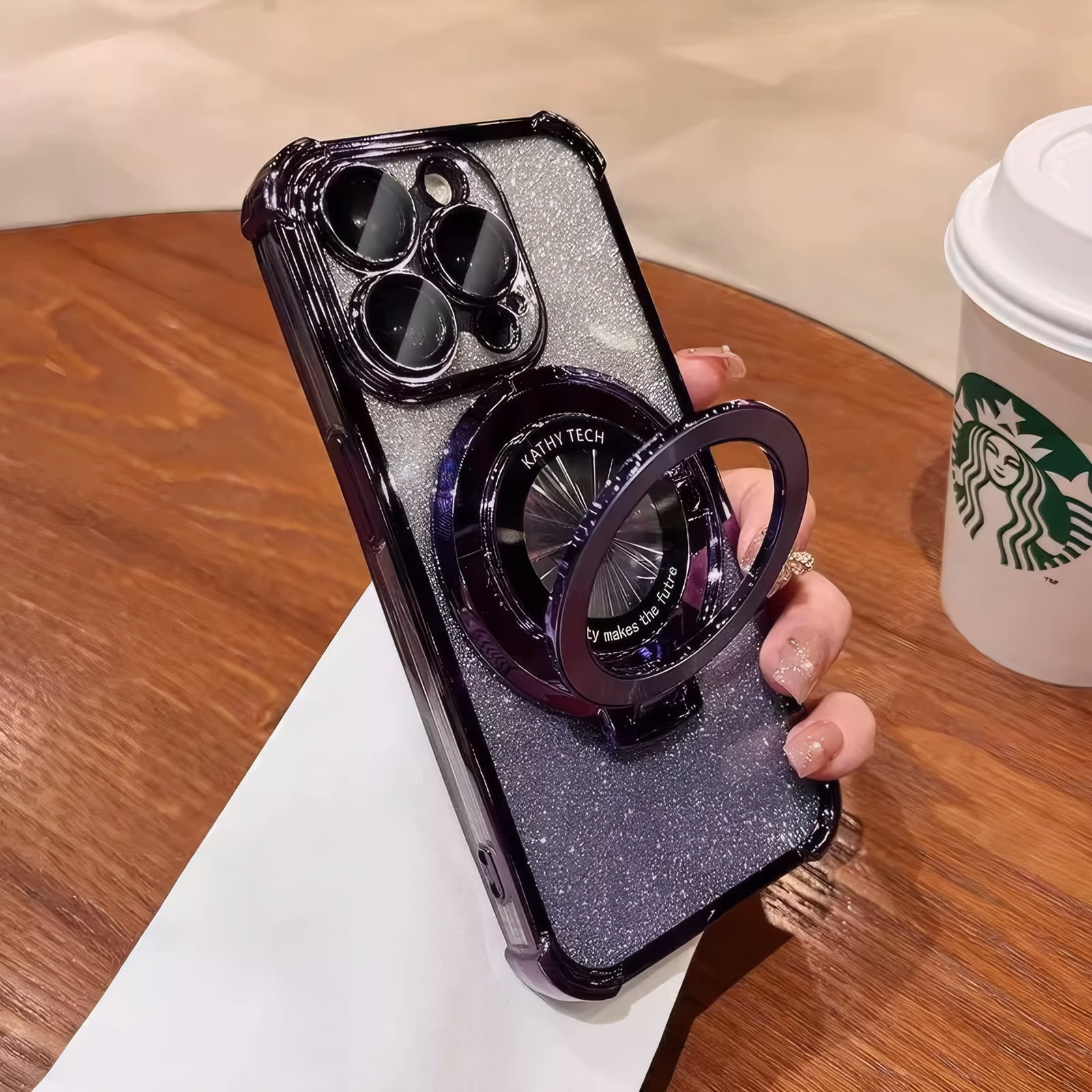 For iphone 15 Pro Case Magsafe, four corner gradient drop protector ...