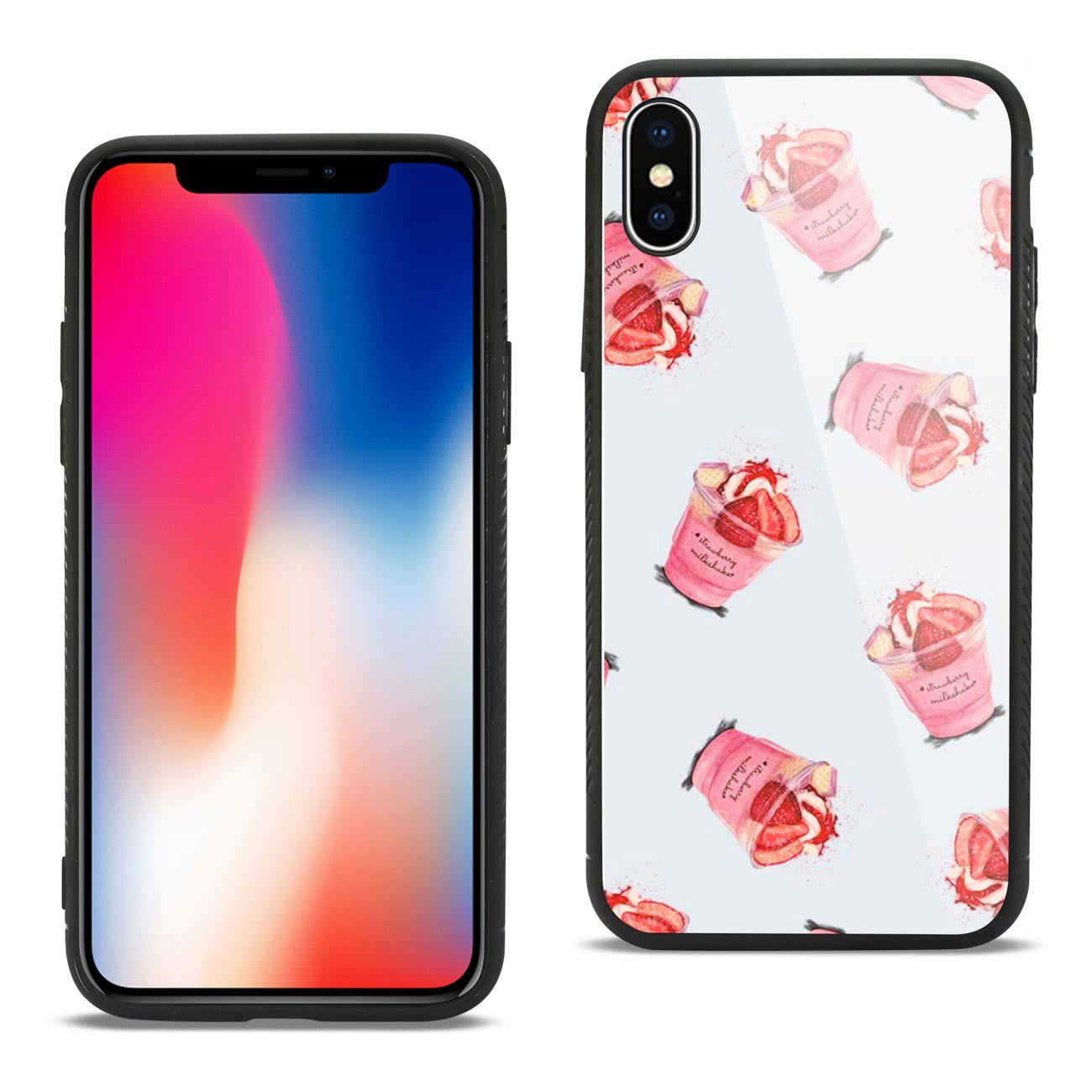 For use with iphone X/iphone Xs Hard Glass Design Tpu Case With Strawberry Cups - Walmart ...