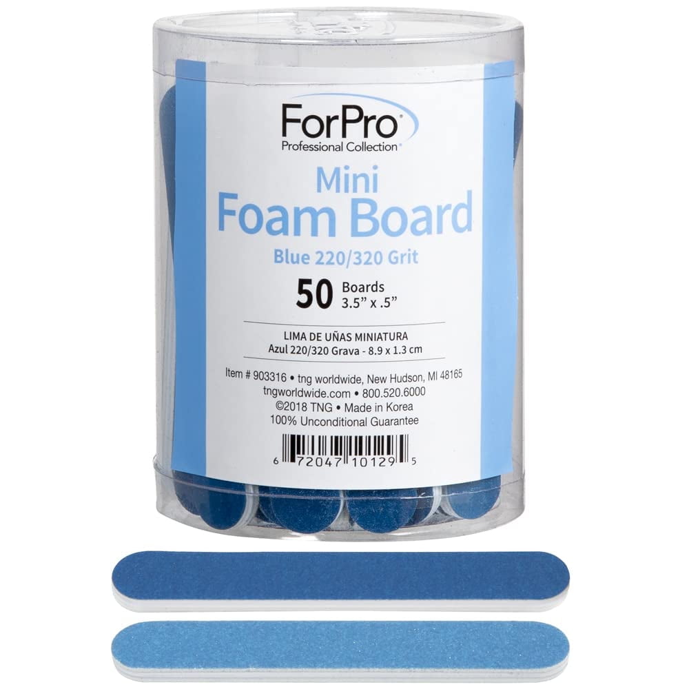 ForPro Blue Mini Foam Board, 220/320 Grit, Double-Sided Manicure Nail ...