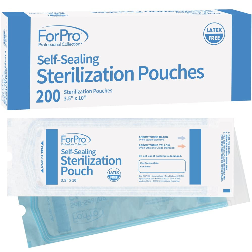 ForPro Self-Sealing Sterilization Pouches, Latex-Free, Color Changing ...