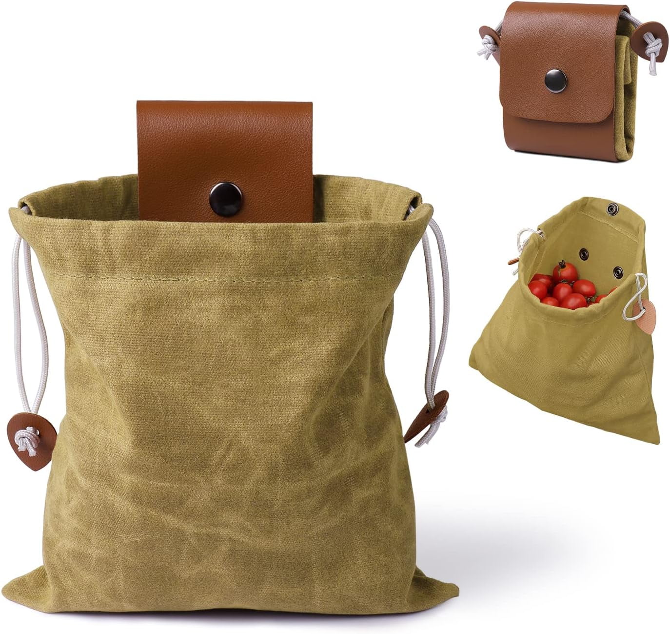 Foraging Bag, Outdoor Picking Fruit Bags, Waxed Canvas Foraging Pouch ...