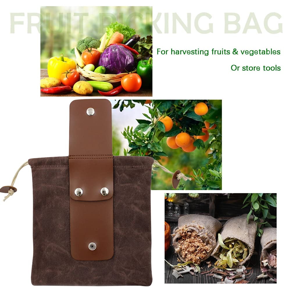 Foraging Bag, Outdoor Picking Fruit Bags, Waxed Canvas Foraging Pouch ...