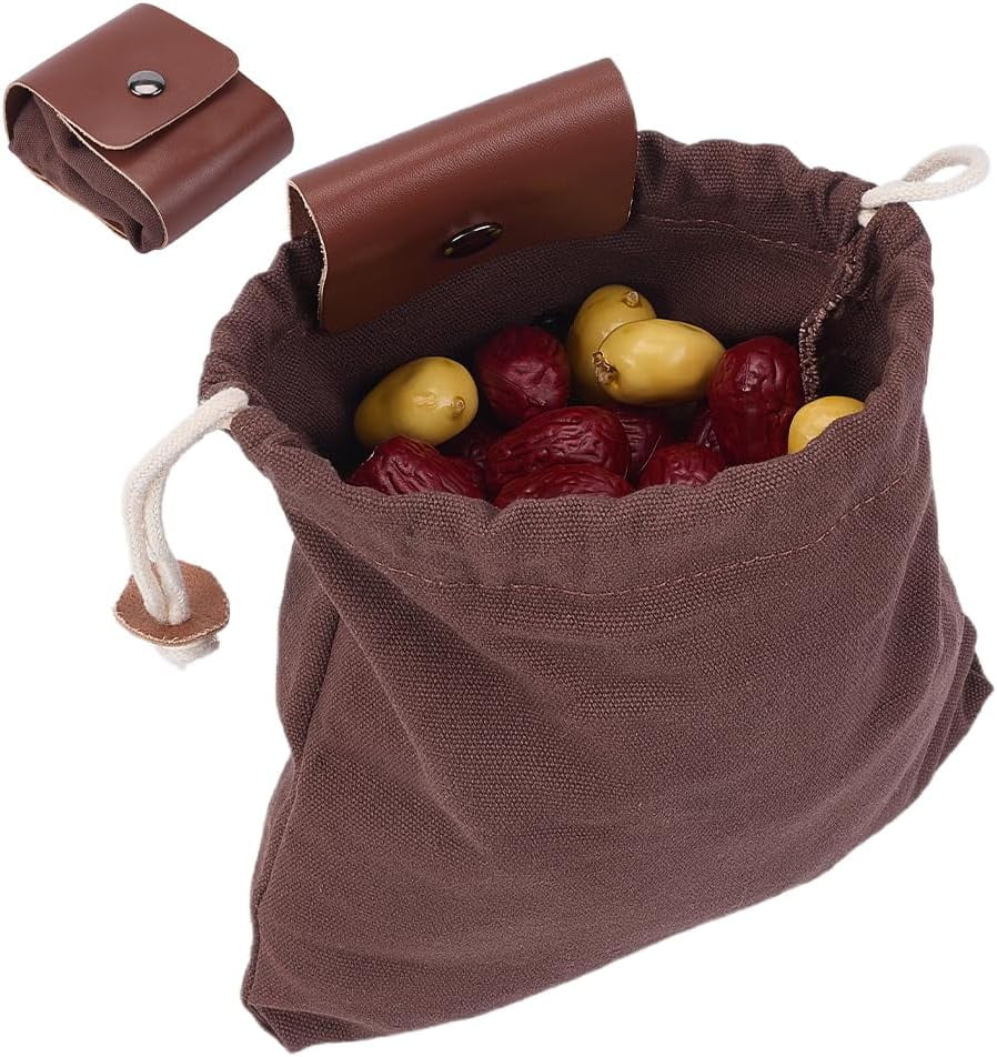 Foraging Bag PU Leather Canvas Collapsible Bag Water Resistant Outdoor ...