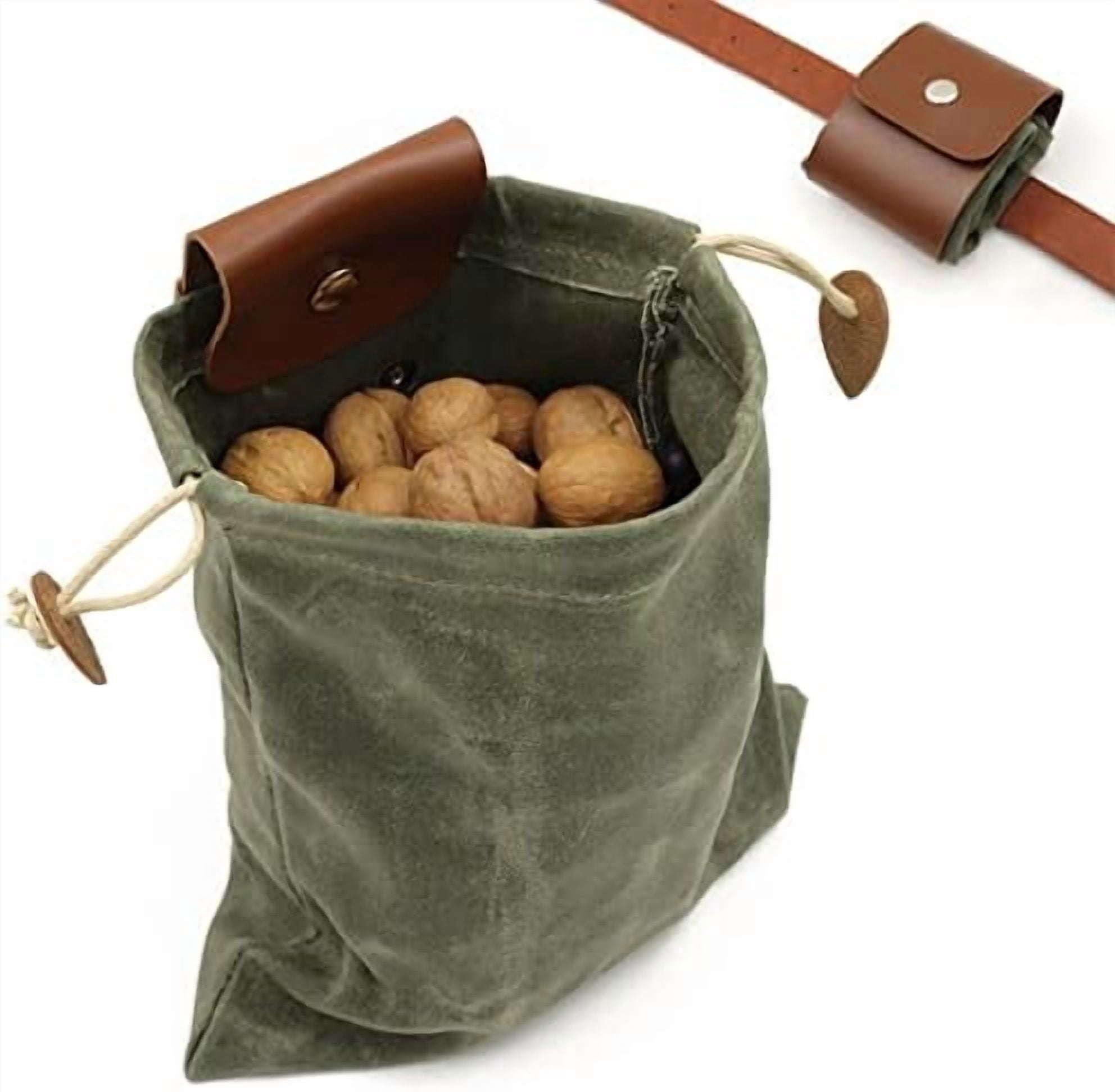 Foraging Bag Waxed Canvas Collapsible Outdoor Camping Foraging Pouch ...