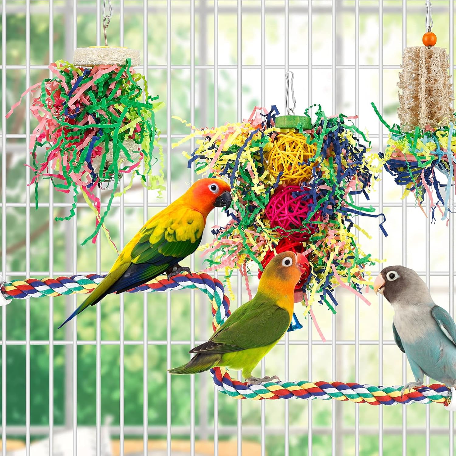 Foraging Toys Parakeet Chewing Hanging Toy Shredded Paper Bird Cage ...