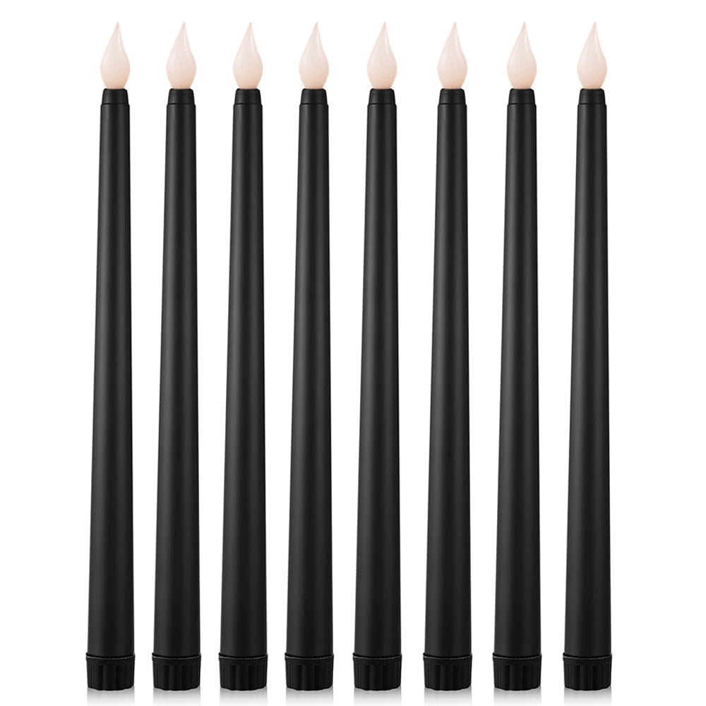 Foraging dimple 10Pack Halloween Black Flameless LED Taper Candles ...