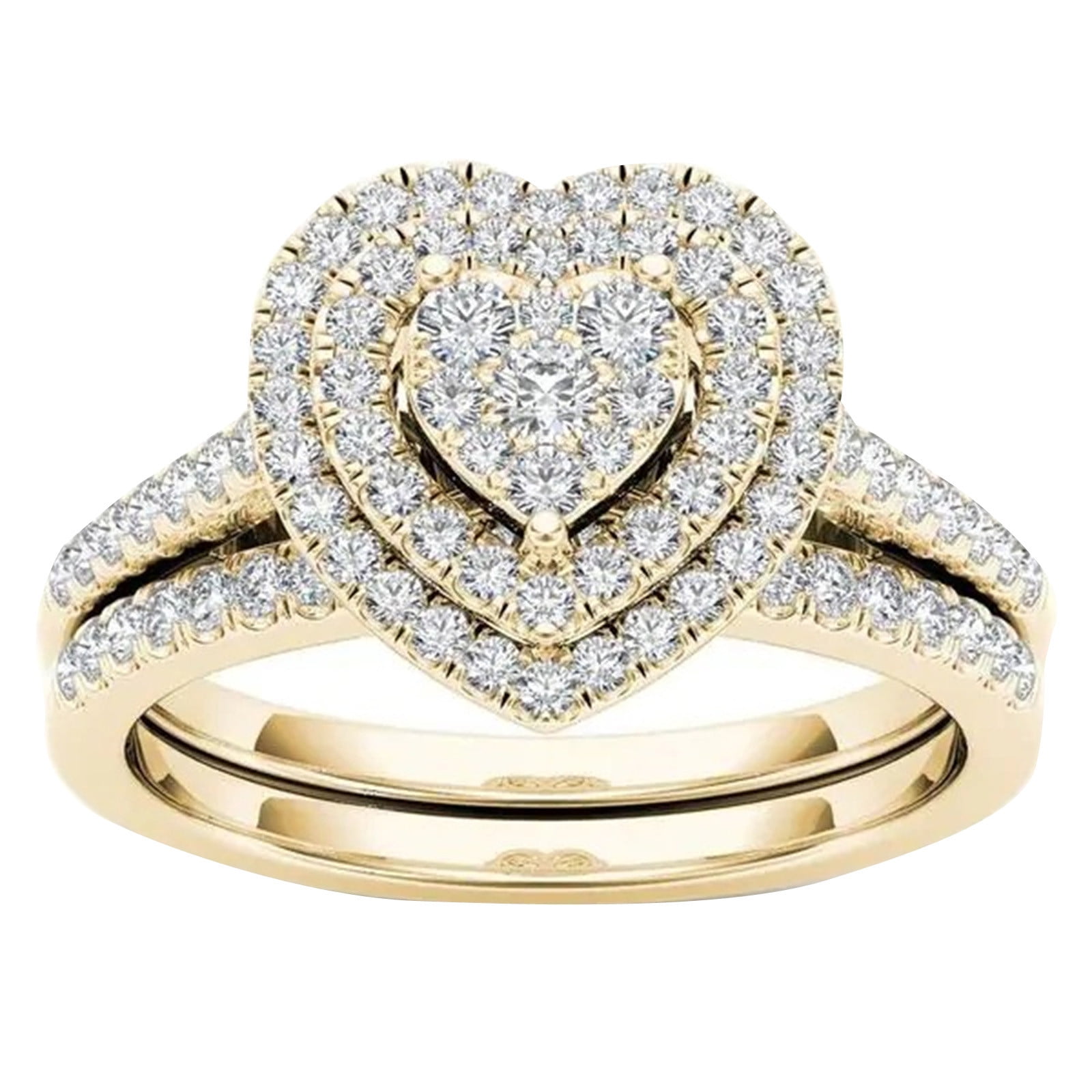 Foraging dimple 14K Gold Heart-Shaped Ring Set - Walmart.com