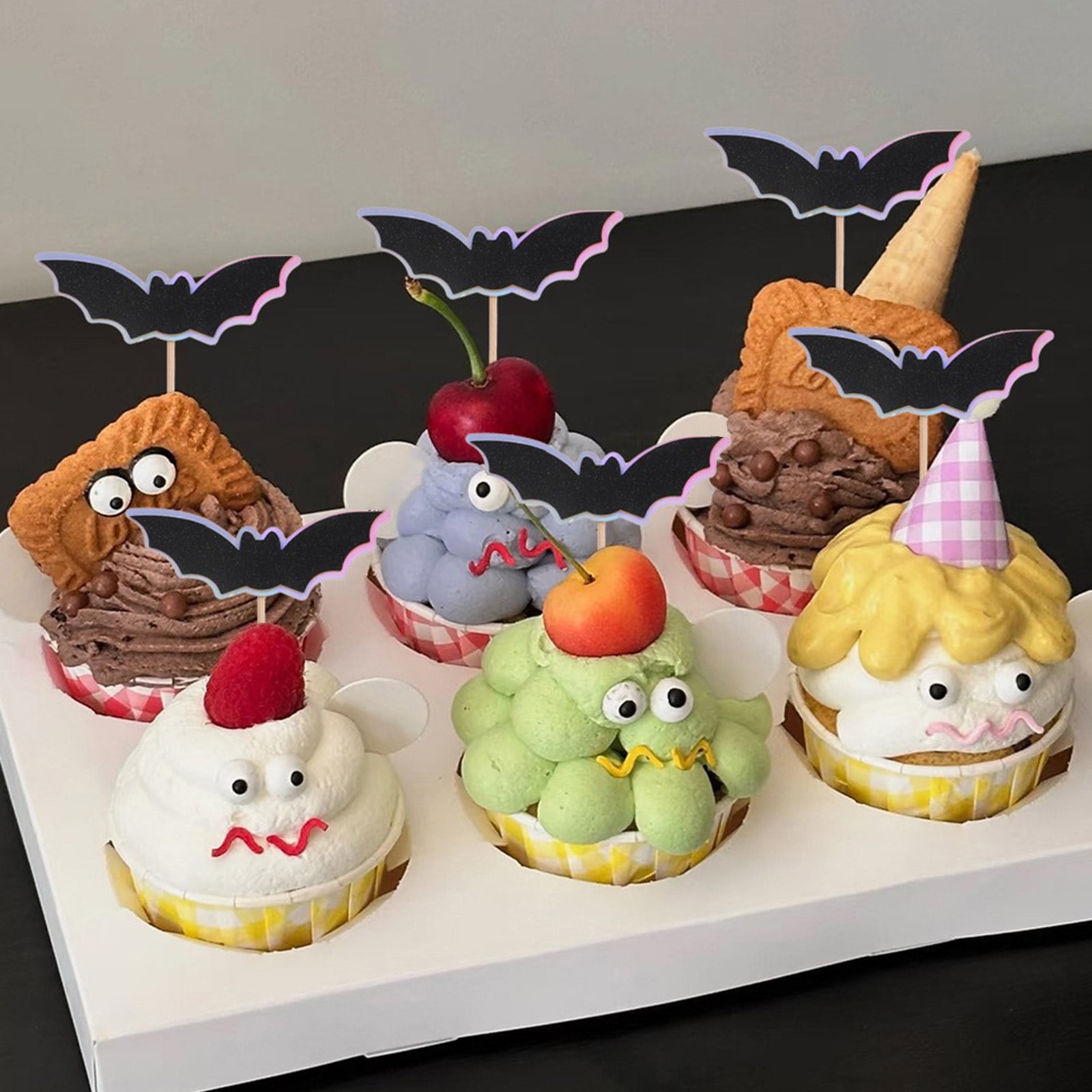 Foraging dimple 36PCS Halloween Bats Cupcake Toppers Sticks for ...