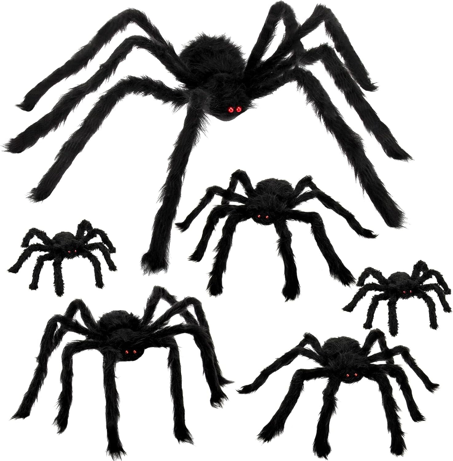 Foraging dimple 5 Pcs Halloween Spider Decorations, Realistic Large ...