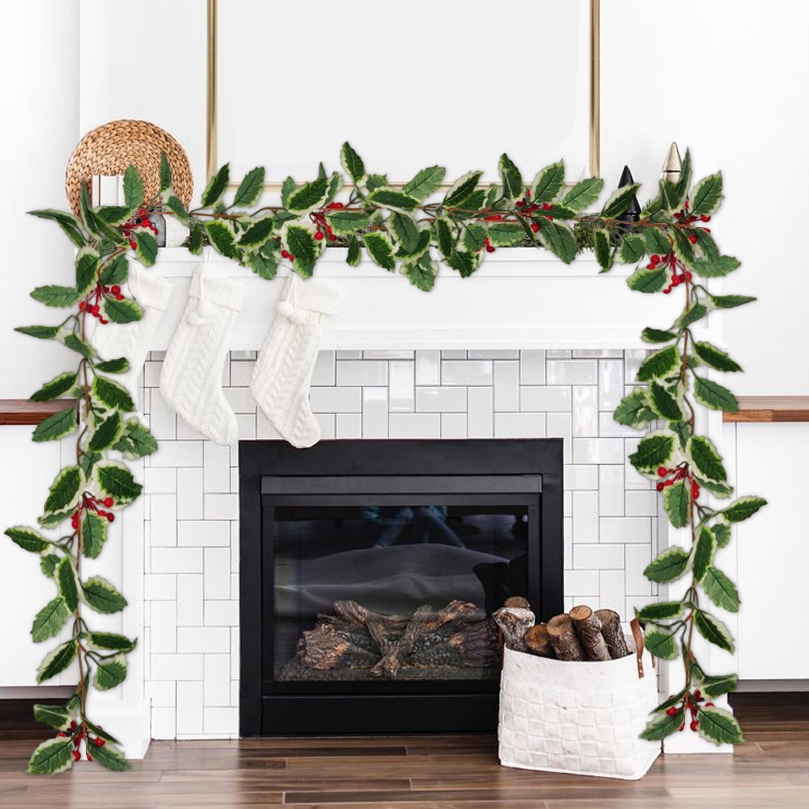 Foraging dimple Christmas Decorations Artificial Holly Leaf Garland ...
